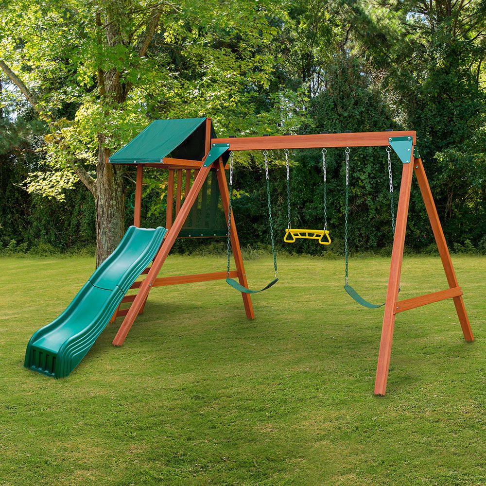 Basic Free Standing Swingset With Slide - Dallas Playset Company